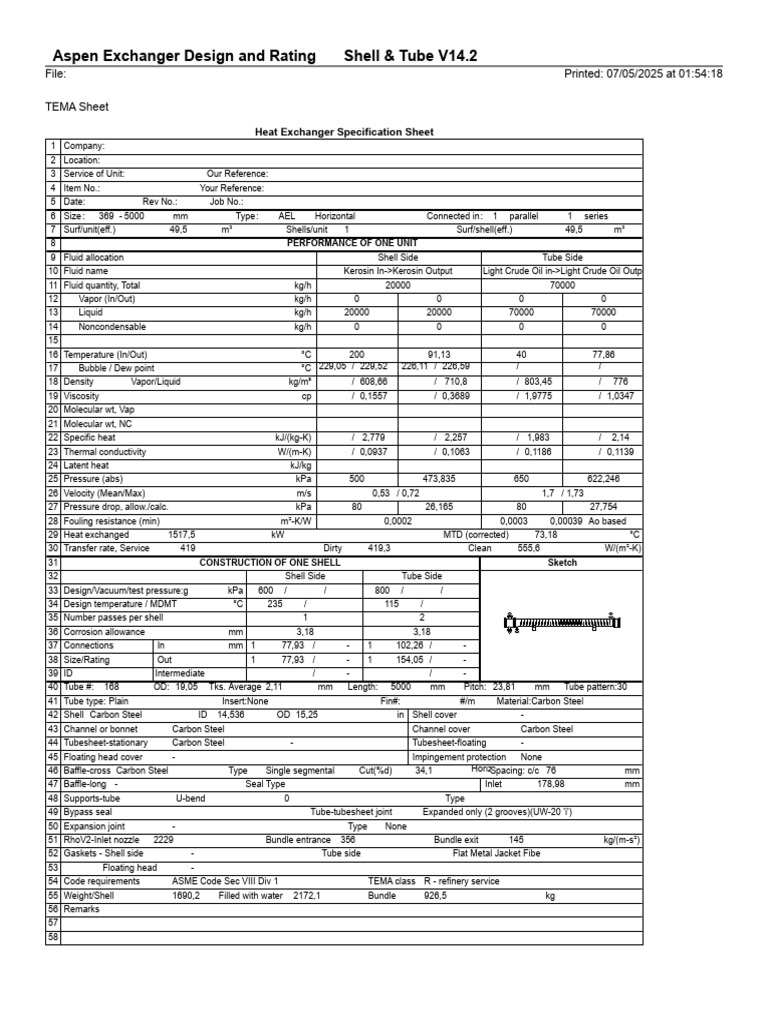 Simpro - 4 - A - Wandi Winata - 3335230031 - TEMA Sheet | PDF | Heat Exchanger | Liquids
