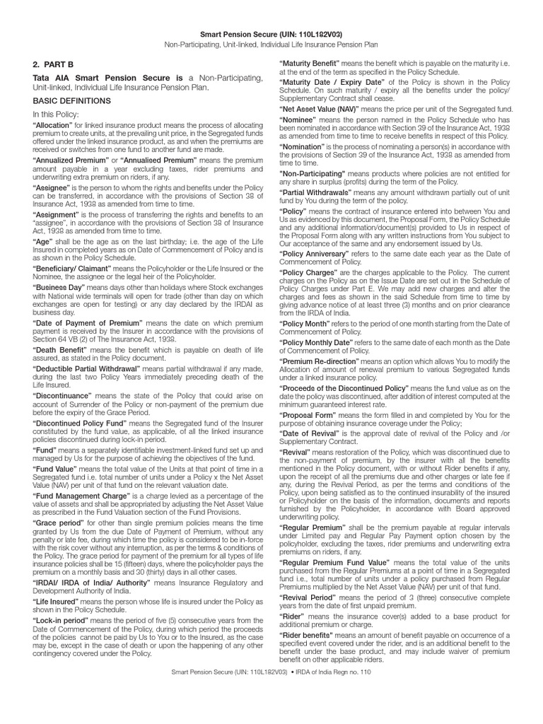 Smart-Pension-Secure-V3-Policy-Document-1804 (1) | PDF | Insurance ...