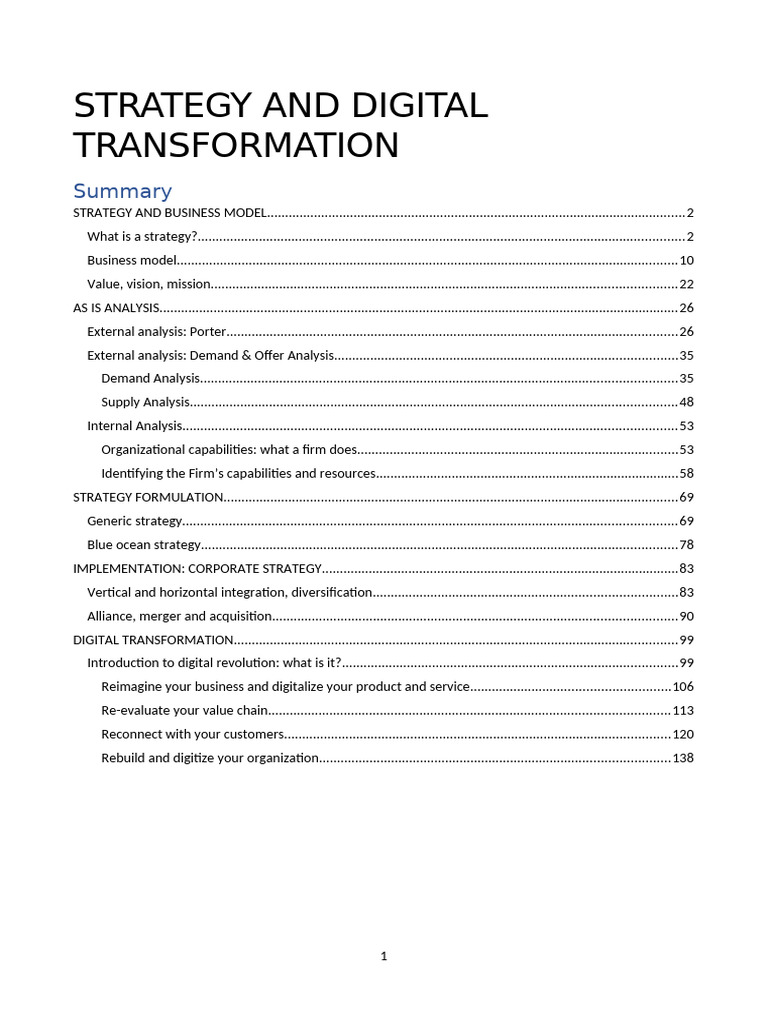 appunti Strategy and Digital Transformation | PDF | Strategic Management | Business Model