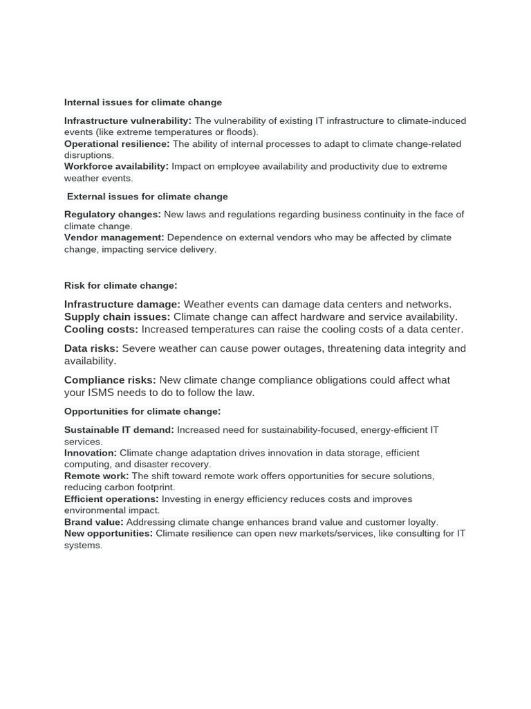 Internal and External Issues For Climate Change | PDF