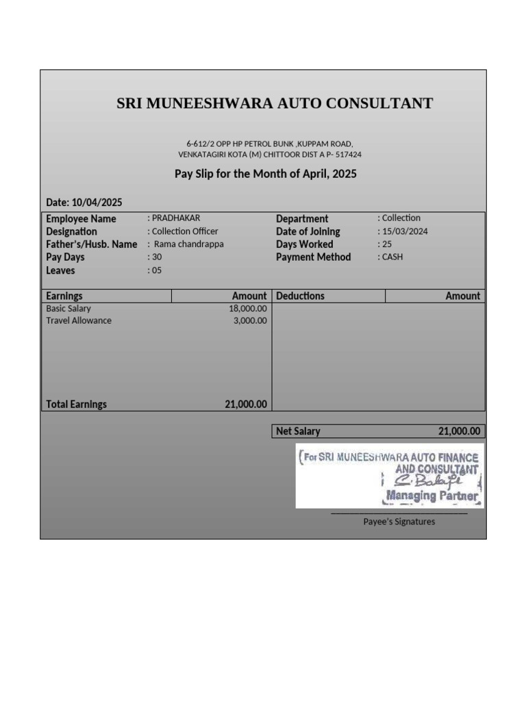 Mar Pay Slip | PDF