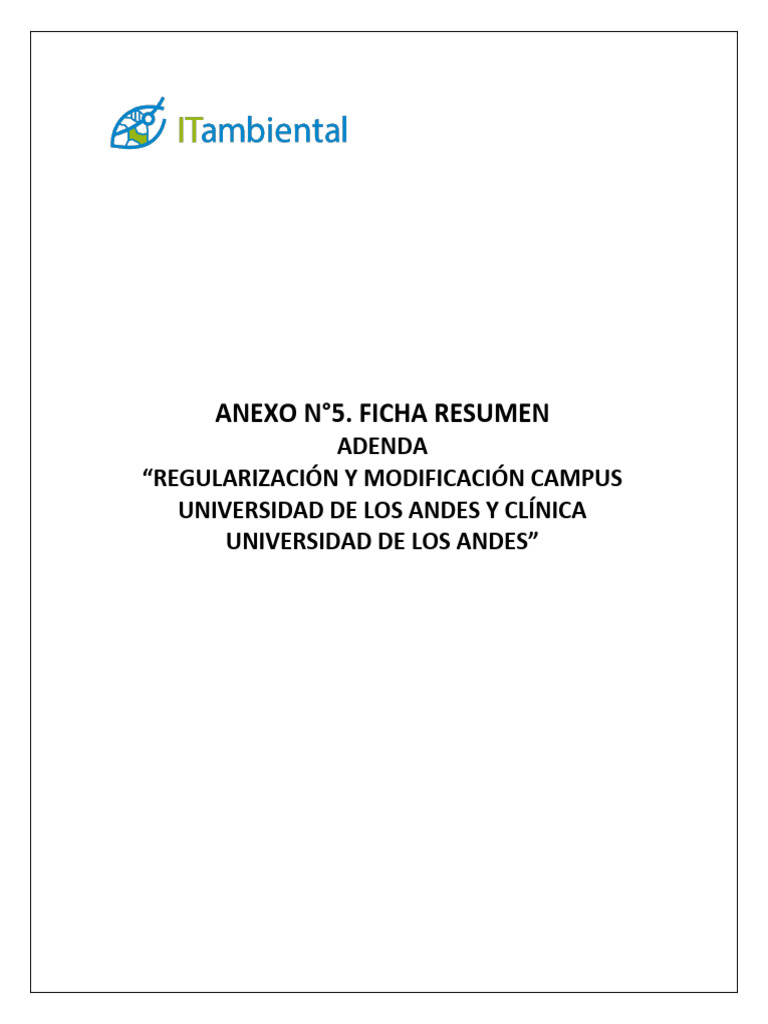 010 Anexo N 5 Ficha Resumen | PDF | Laboratorios | edificio