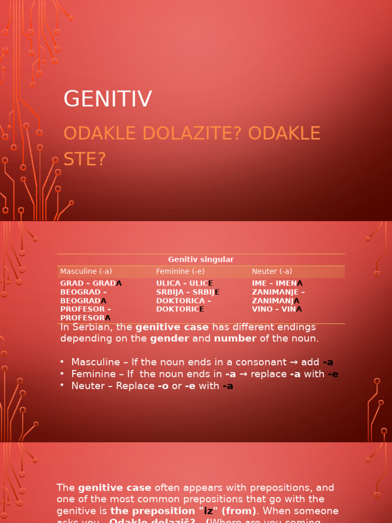 Genitive Case in Serbian Language | PDF