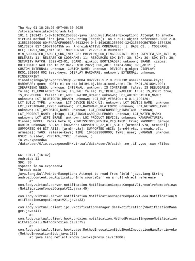 Crash | PDF | Java (Programming Language) | Operating System Technology