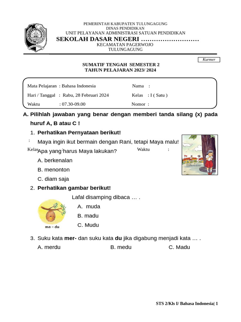 Soal Sts 2 Bhs Indonesia | PDF