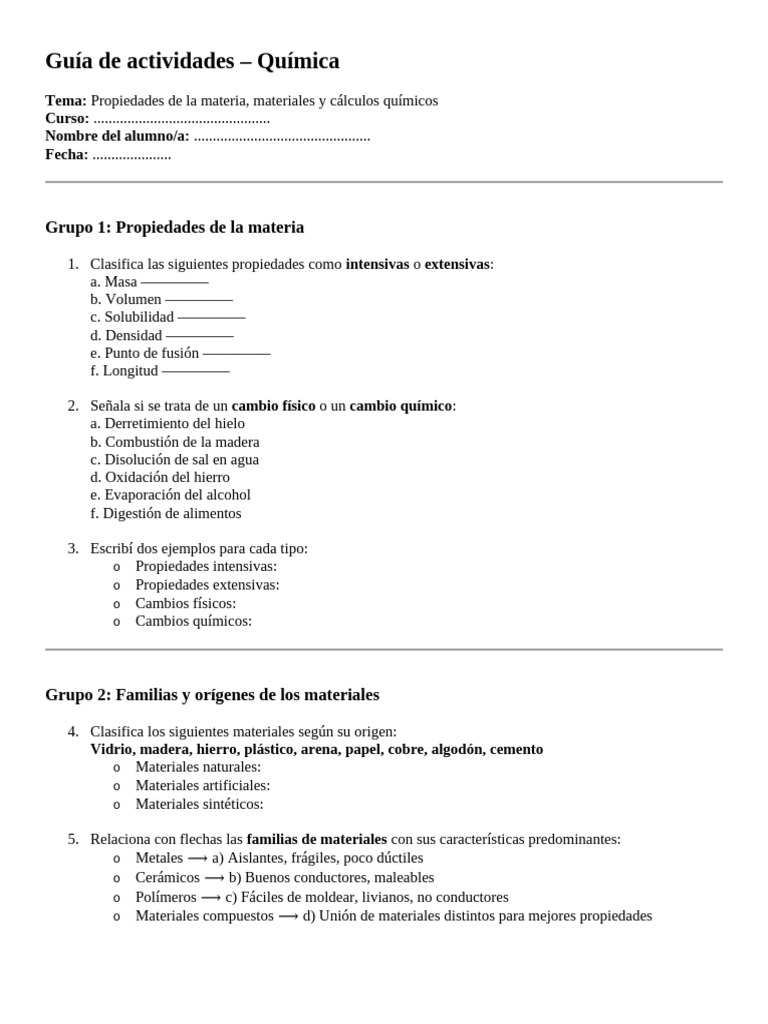 Guia Practica - Materiales | PDF | Fibras | Sector secundario de la economía