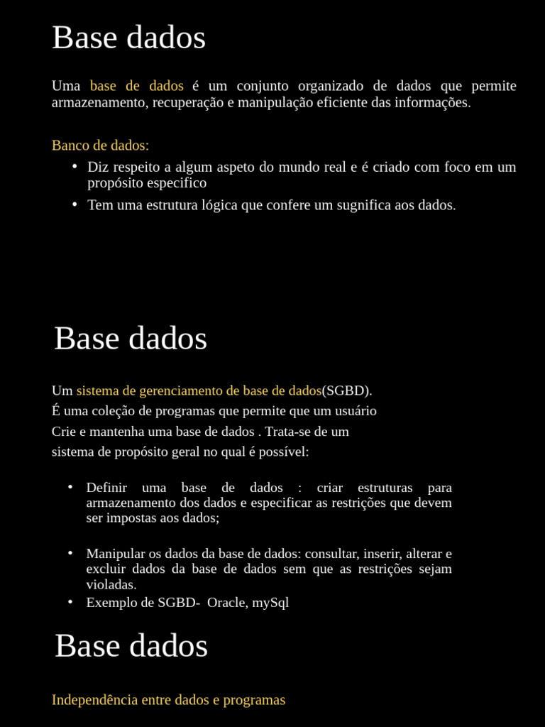 Base Dados Parte 1 | PDF