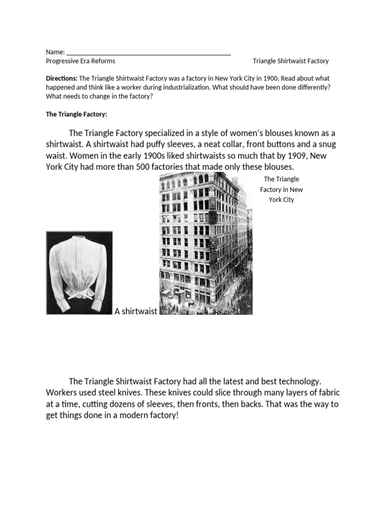 Triangle Shirtwaist Factory Assignment | PDF | Clothing