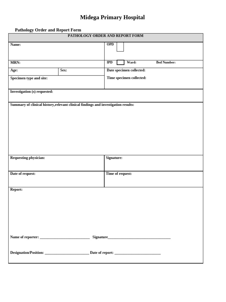 Pathology Order and Report Form | PDF