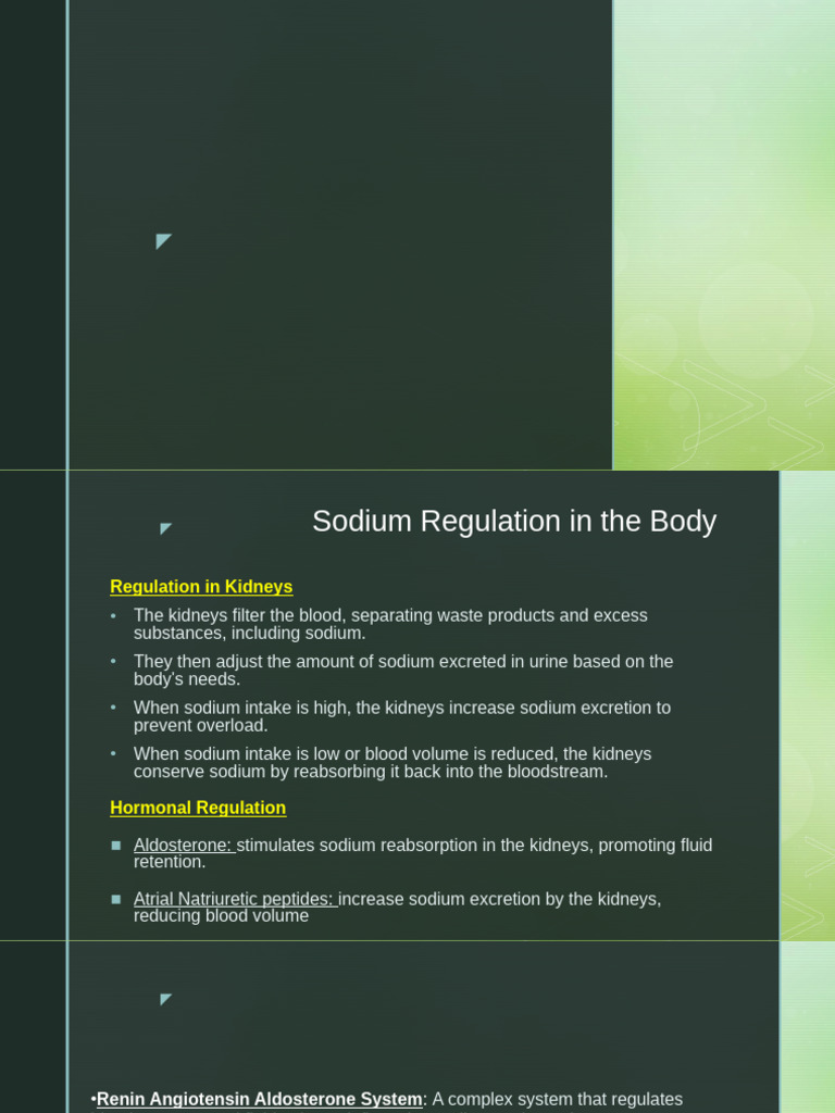 Nutrition Biochemistry (Sodium) | PDF | Kidney | Endocrine System