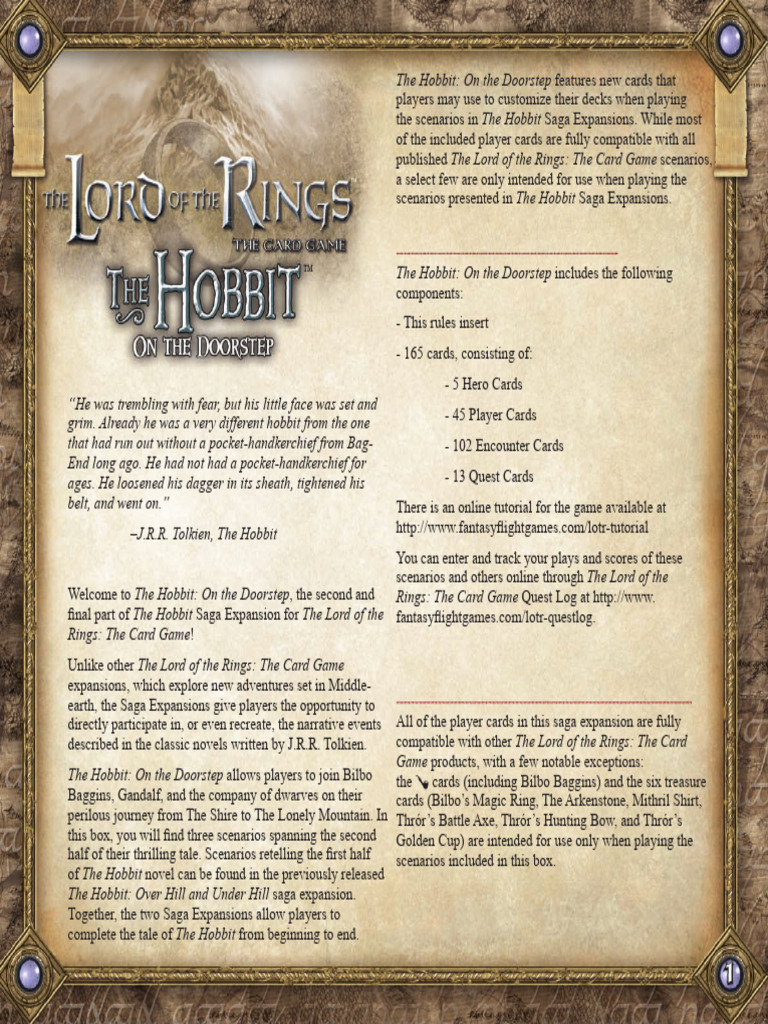 Hobbit on the Doorstep Rulesheet | PDF | Bilbo Baggins | High Fantasy