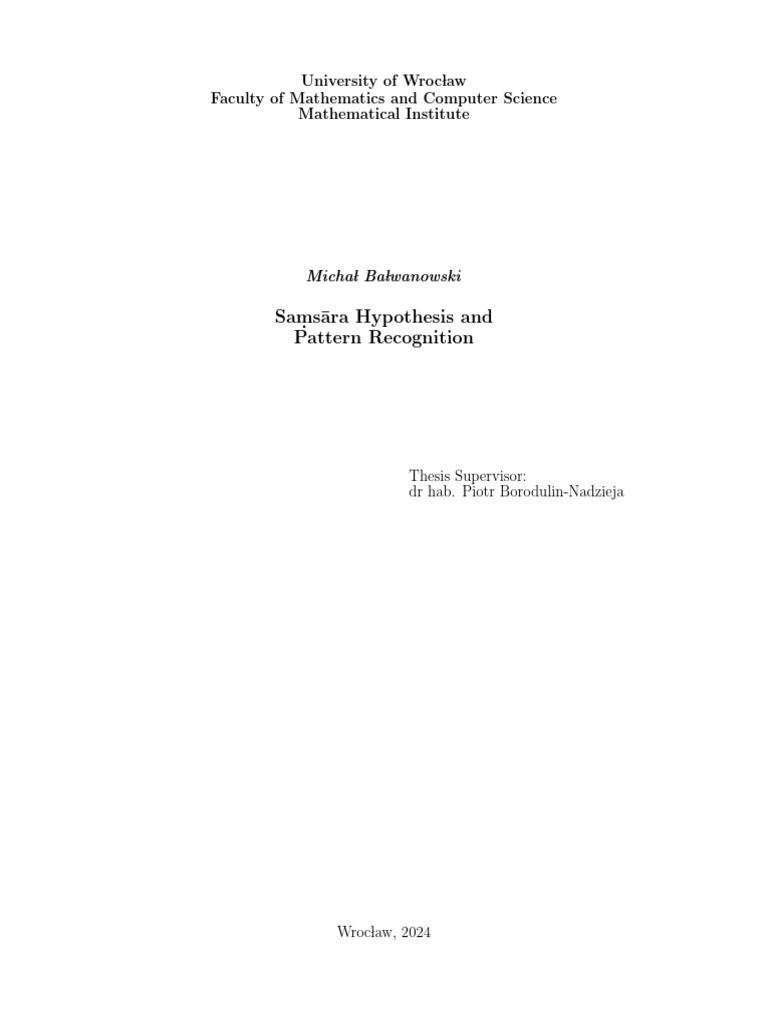 Samsara Hypothesis and Pattern Recognition | PDF | Matrix (Mathematics) | Mathematics