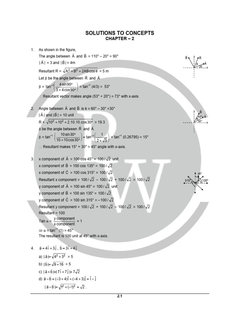 Solutions To Concepts: Chapter - 2 | PDF | Significant Figures | Euclidean Vector