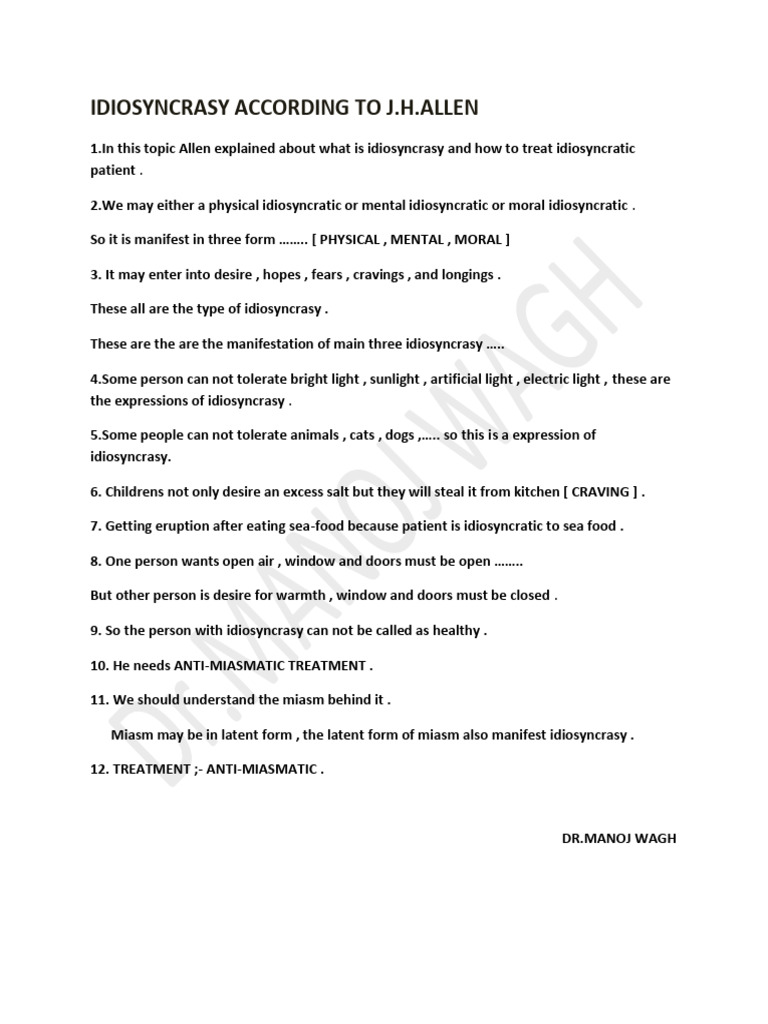 Understanding Idiosyncrasy in Patients | PDF