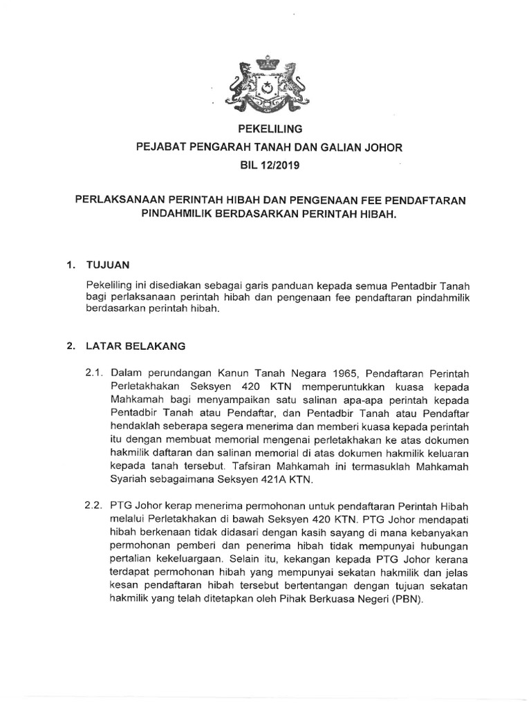 Perintah Hibah - PTG Johor | PDF