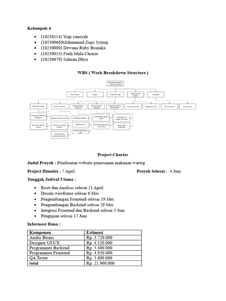 WBS & Project Charter | PDF