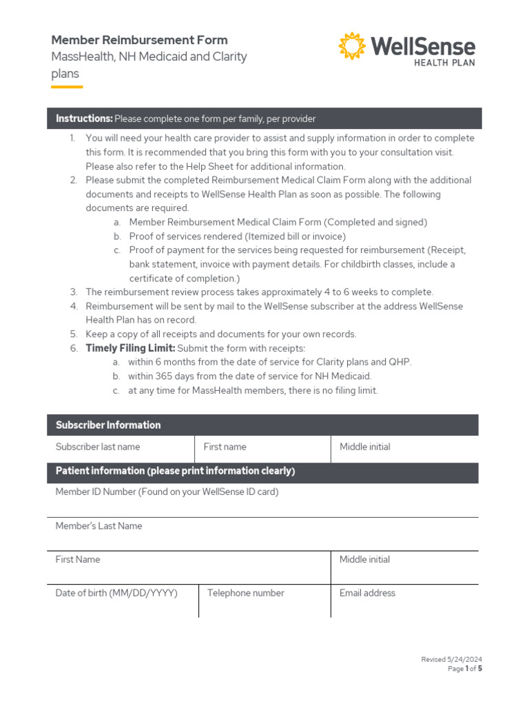 Member Reimbursement Medical Claim Form BMCHP | PDF | Hospital | Receipt