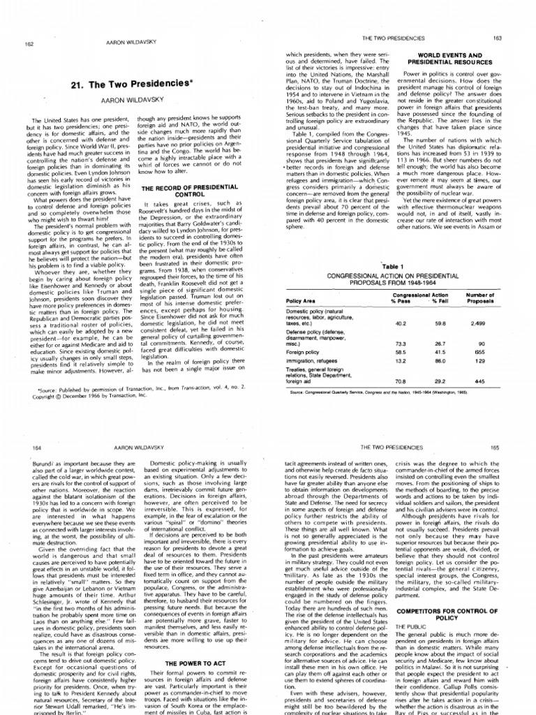 Wildavsky Two Presidencies | PDF | Presidents Of The United States ...