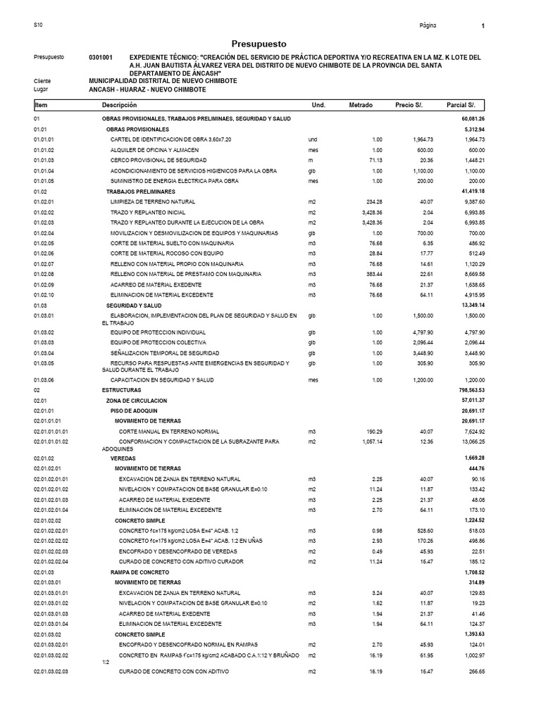 Presupuesto de Obra | PDF | Hormigón | Edificios y estructuras