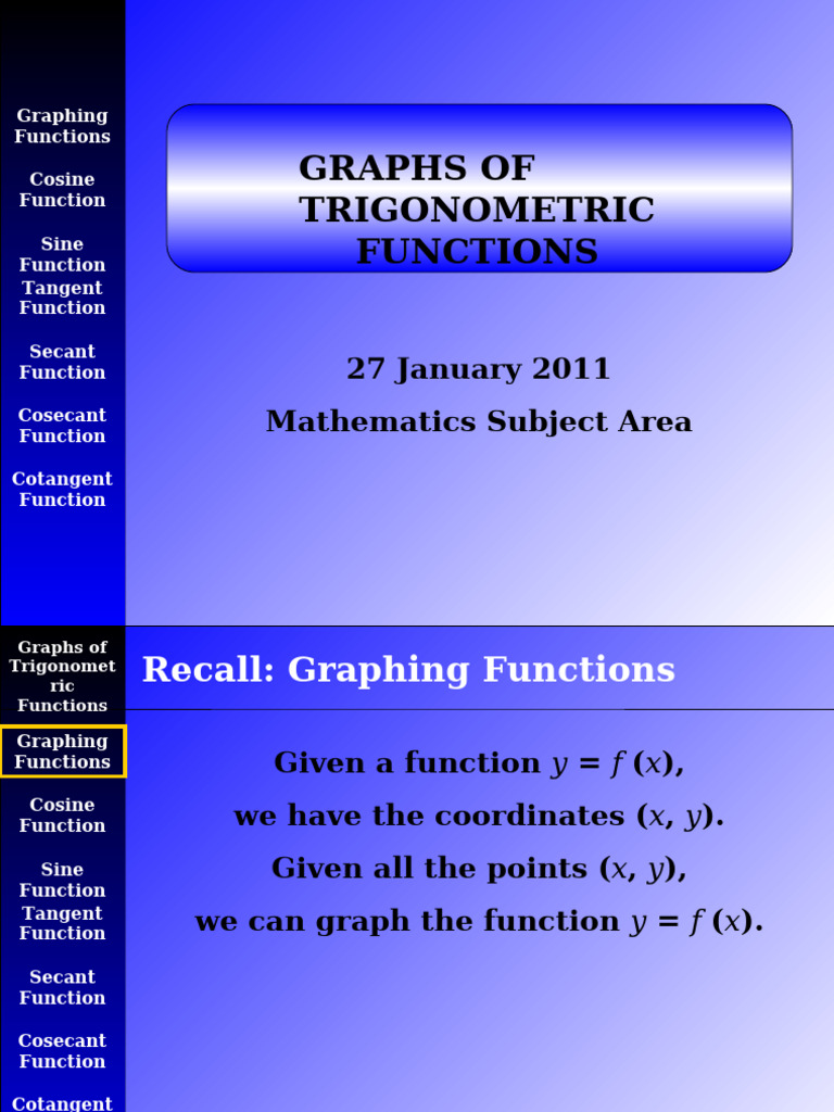 17 Graphs of Trigonometric Functions | PDF | Trigonometric Functions ...