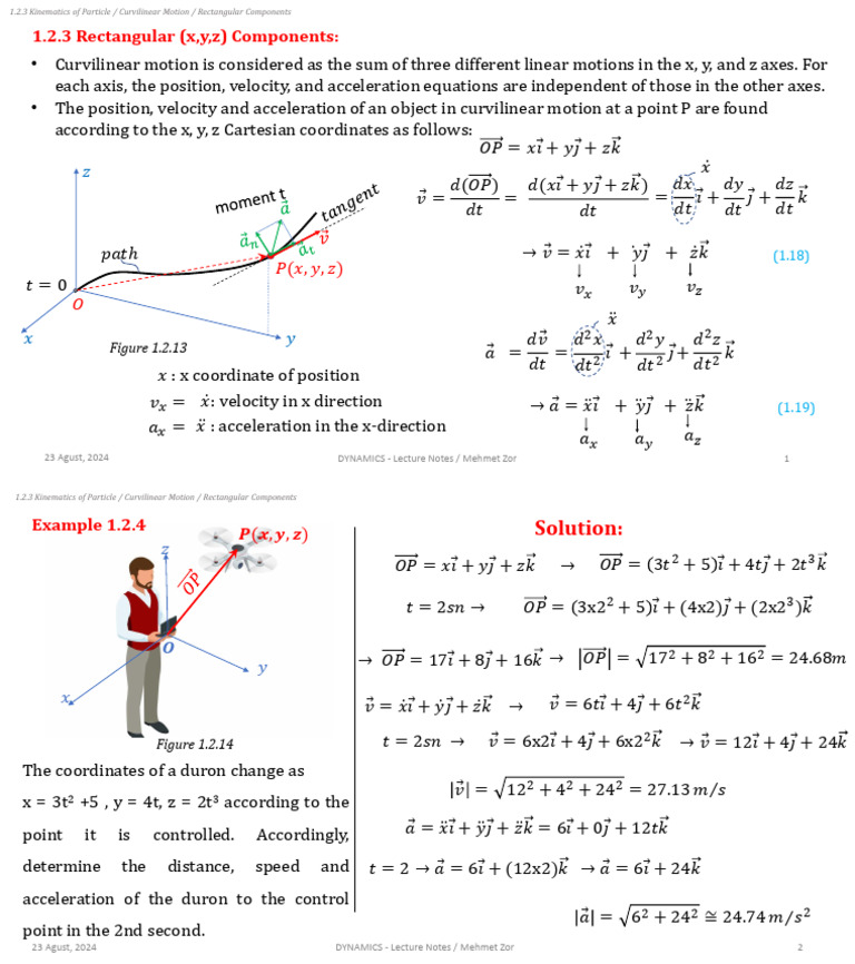 Dynamics - Curvilinear Motion - Rectangular Components | PDF | Kinematics | Coordinate System