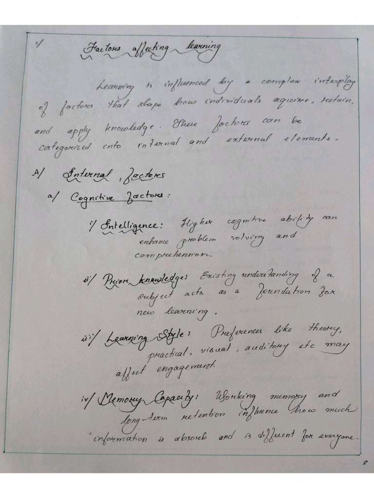 Factors Affecting Learning | PDF