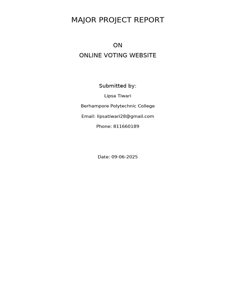 Online Voting Project Report | PDF | Php | Databases