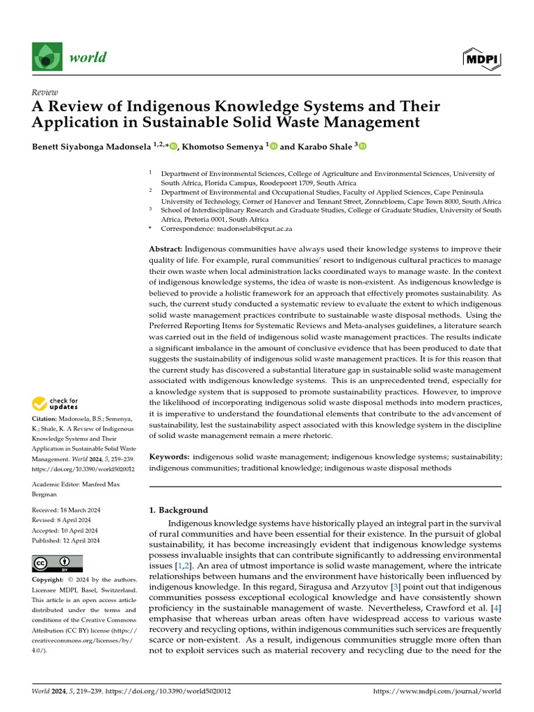 Indigenous Knowledge in Waste Management | PDF | Waste Management ...
