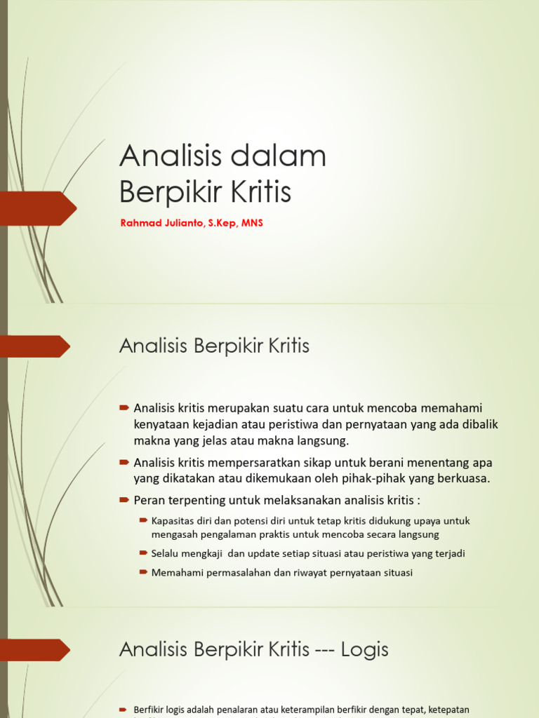 Analisis Dalam Berpikir Kritis | PDF