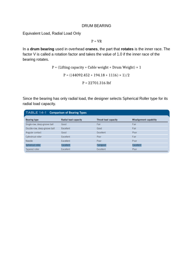 Drum Bearing Load Calculation Guide | PDF | Mechanical Engineering