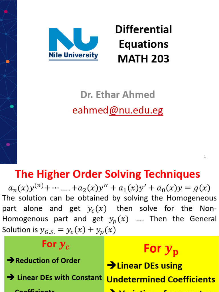 Differential Equations-Lec. 8 | PDF | Applied Mathematics | Subtraction