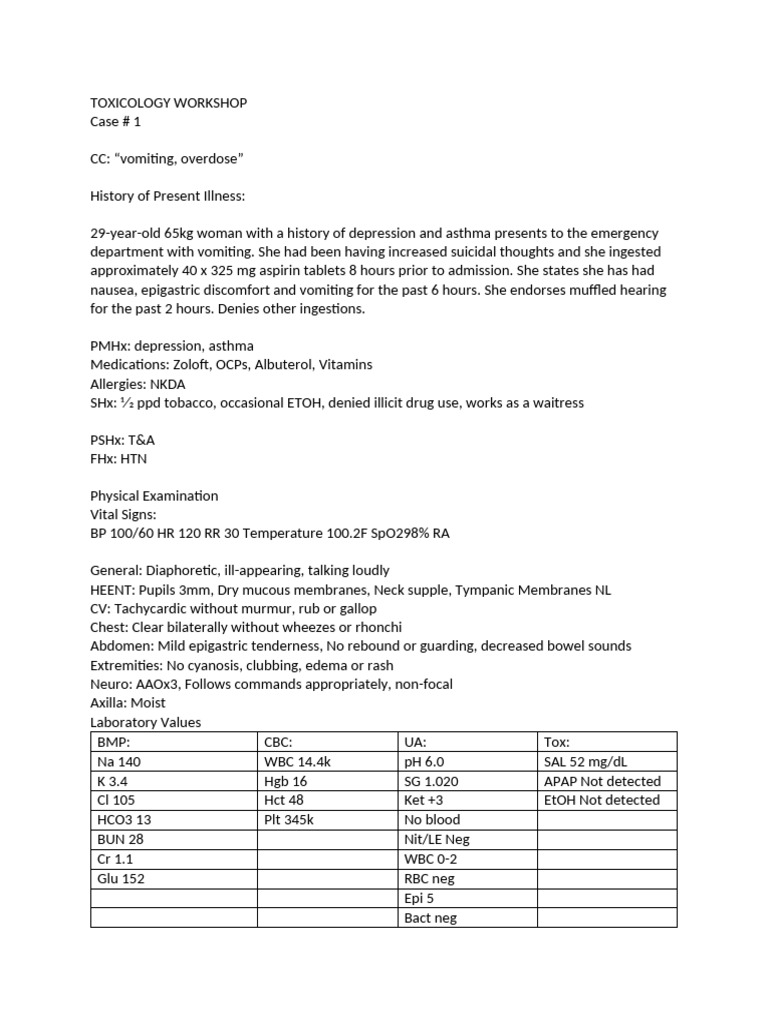 Salicylate and Acetaminophen Toxicity Cases | PDF | Electrocardiography ...
