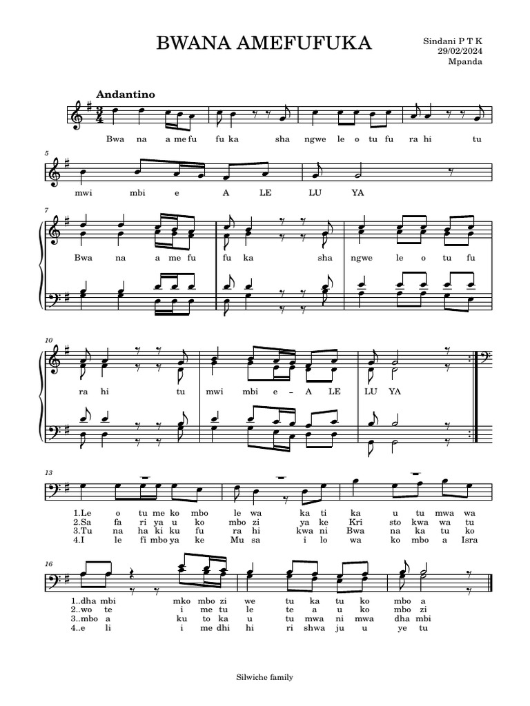 Bwana Amefufuka | PDF