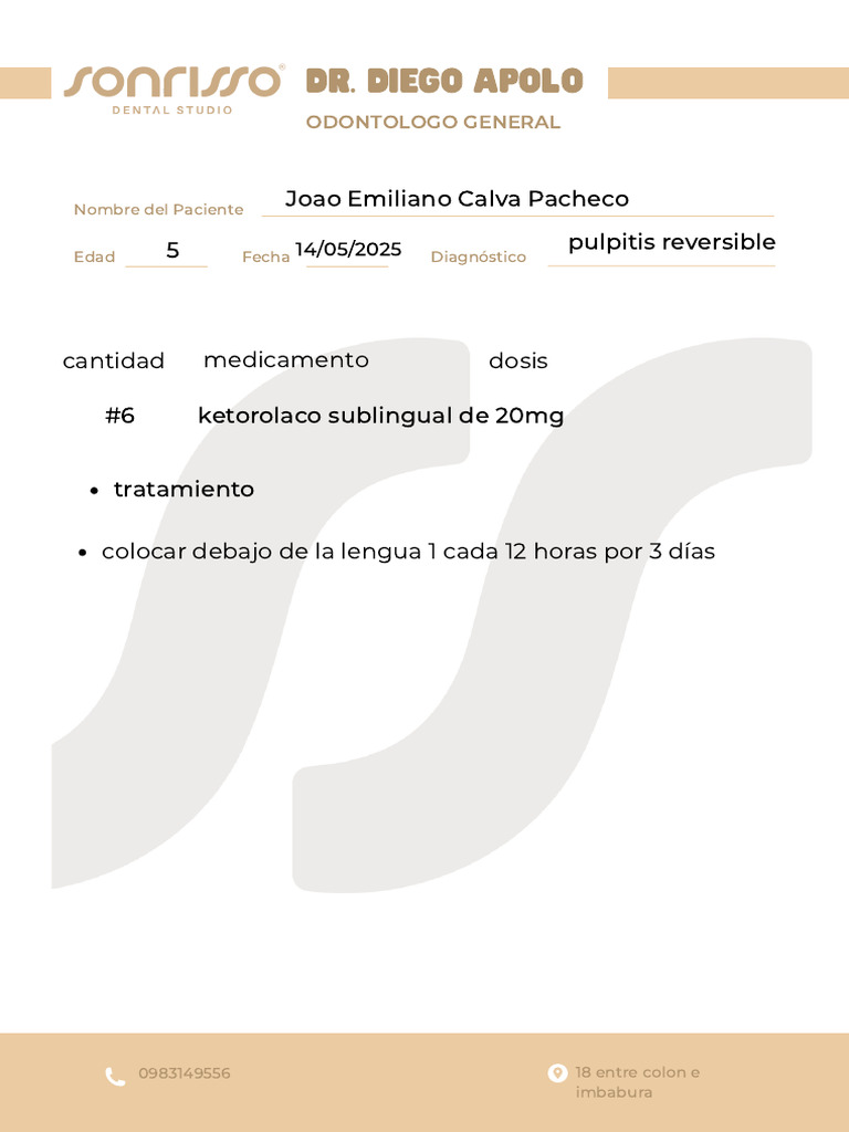 Documento A4 Receta Médica Dentista Moderno Azul | PDF