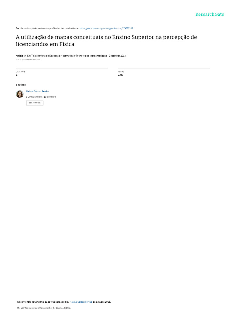 Artigo 3 - Mapas Conceituais e Ensino Superior | PDF | Aprendizado | Matemática