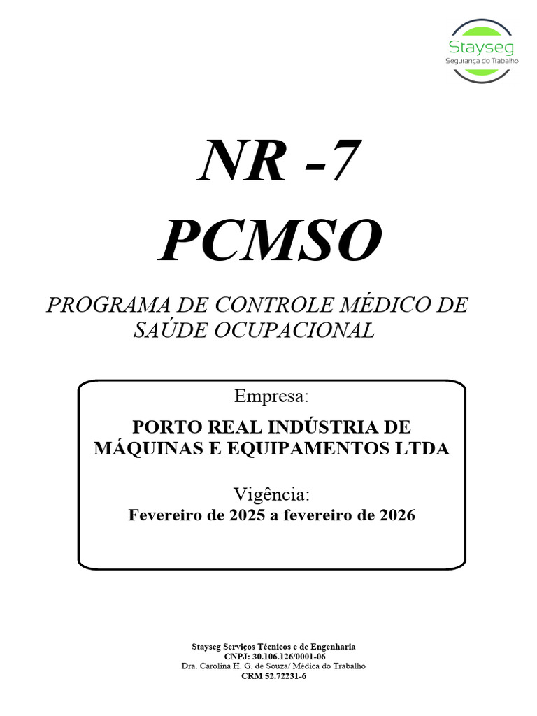 PCMSO 2025: Modelo e Diretrizes | PDF | Gestão de relacionamento com o ...