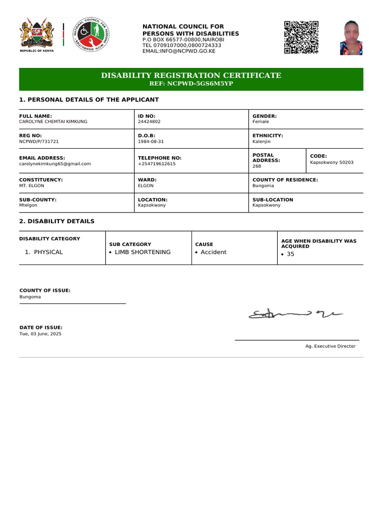 NCPWD-5GS6M5YP-Disability Registration Certificate | PDF