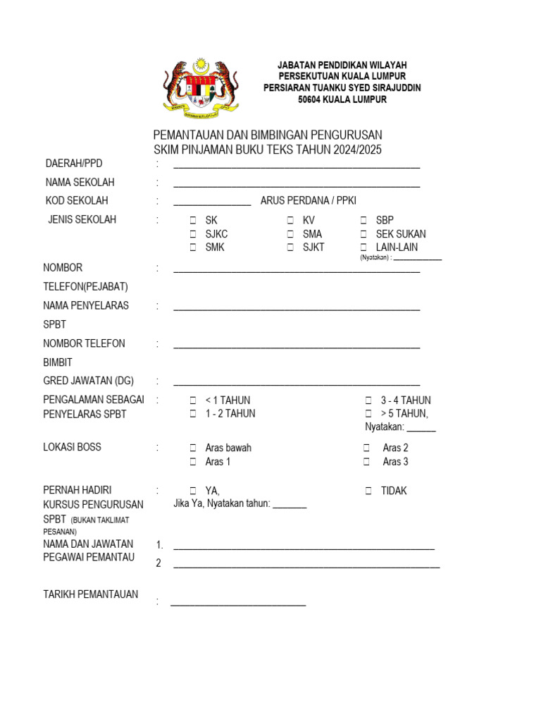 Instrumen Pematuhan Pengurusan SPBT 2024 | PDF