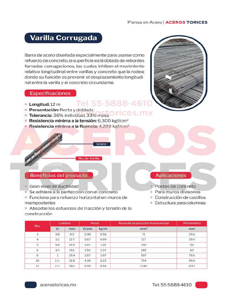 Varilla Corrugada Ficha Tecnica | PDF