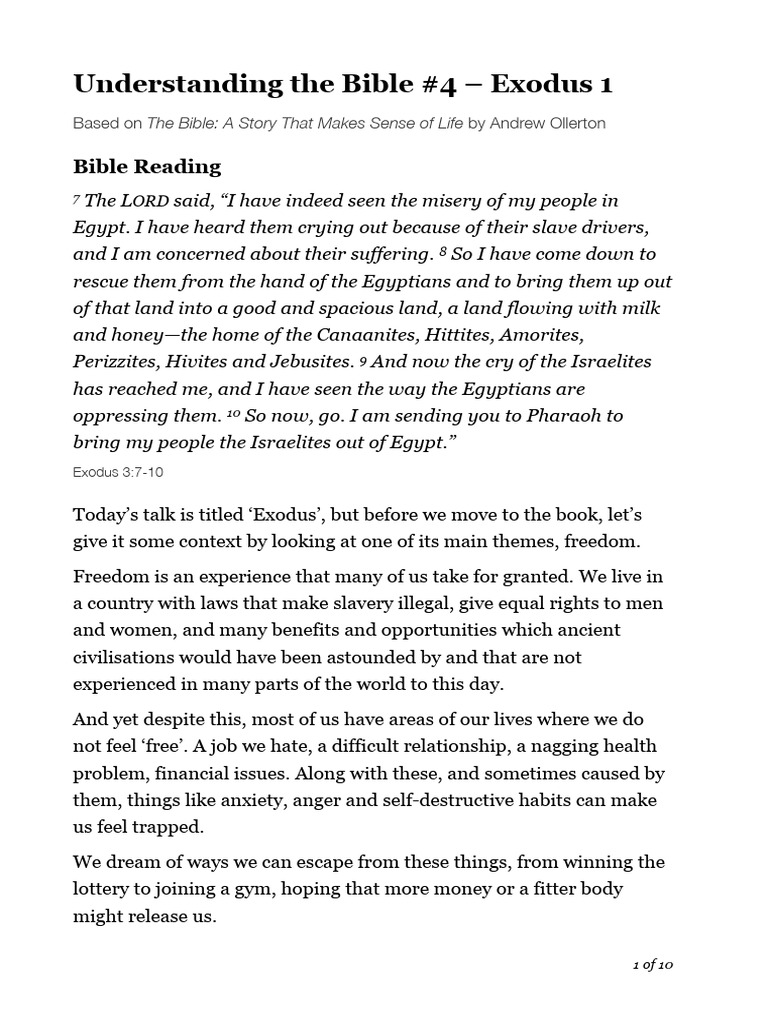 Understanding The Bible 4 - Exodus 1 | PDF | Moses | The Exodus