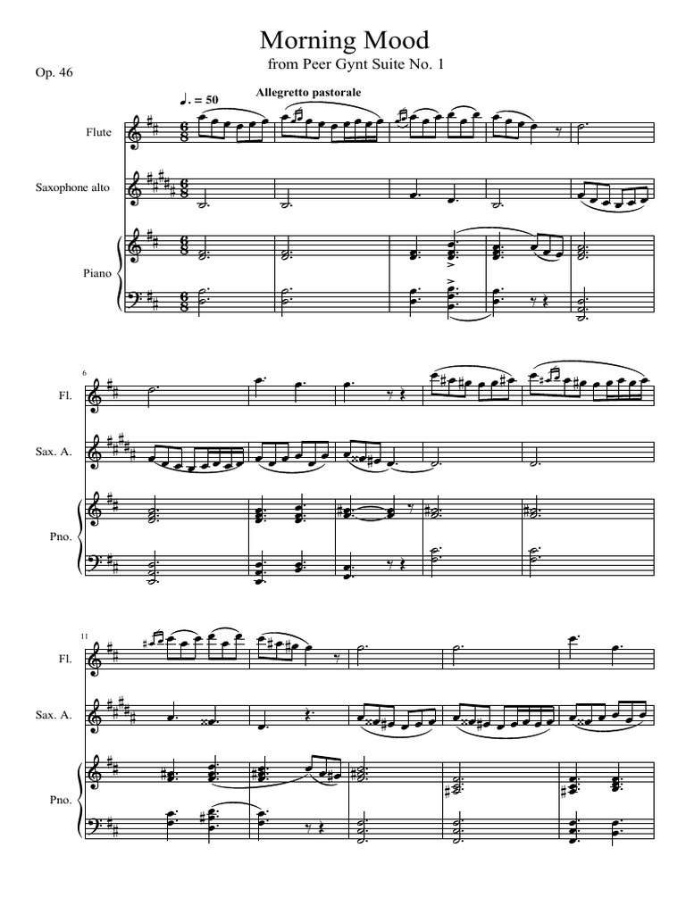 Grieg Peer Gynt Suite No 1 Morning Mood Triolair | PDF | Suites ...