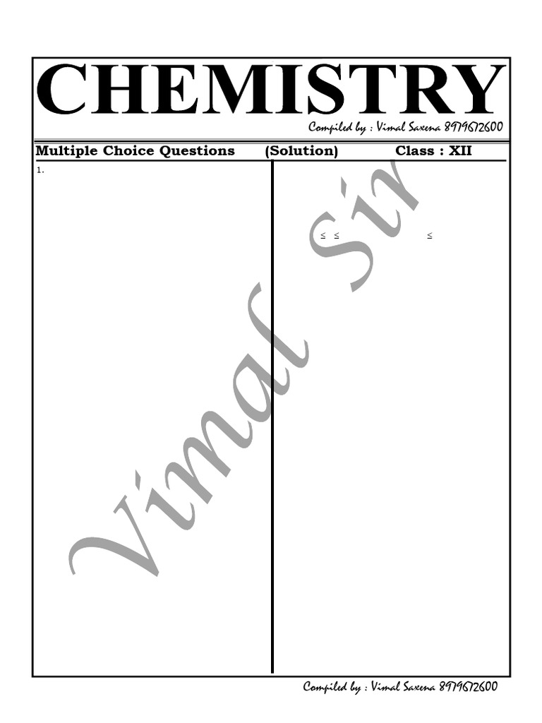 02 Solution Objective by Vimal Sir | PDF | Molar Concentration | Chemical Substances