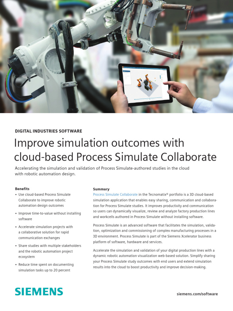 Siemens SW Improve Simulation Outcomes With Cloud Based Process Simulate Collaborate FS 85335 D7 ...