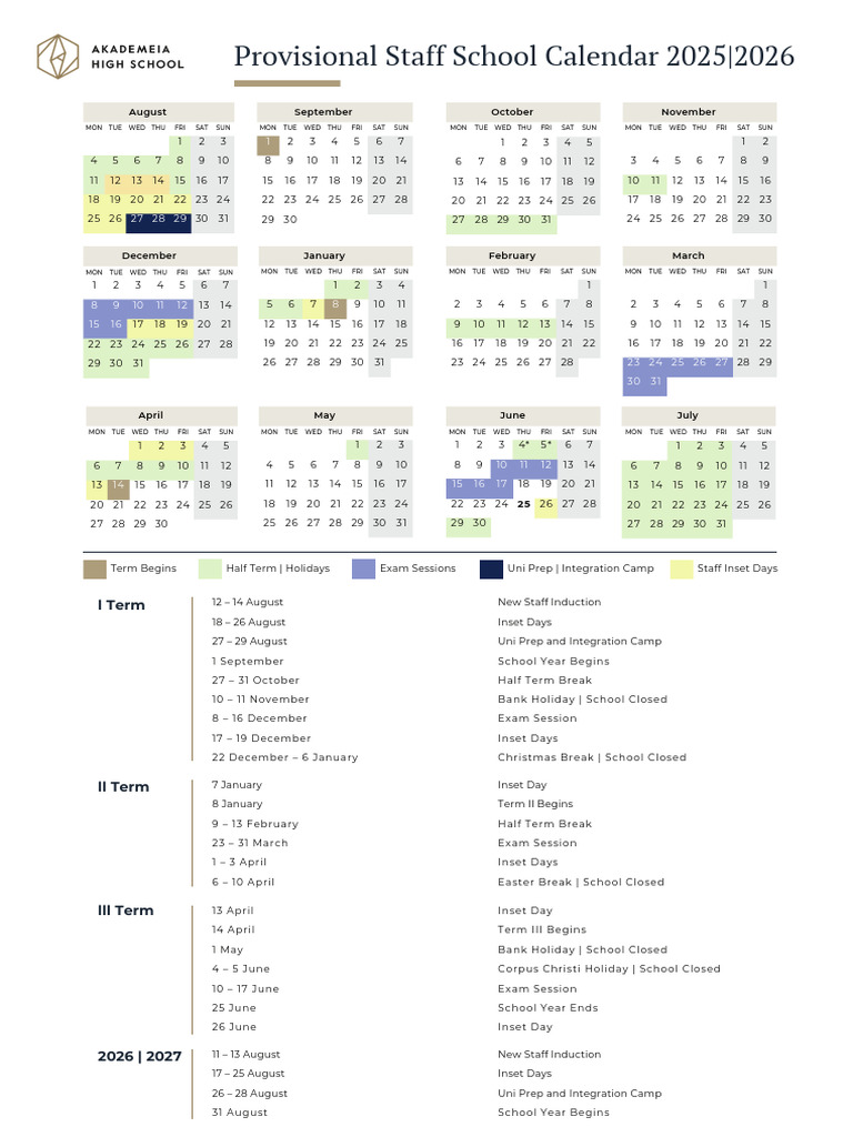 Alice Smith School Calendar 2025-26 | PDF | Academic Term | Educational ...