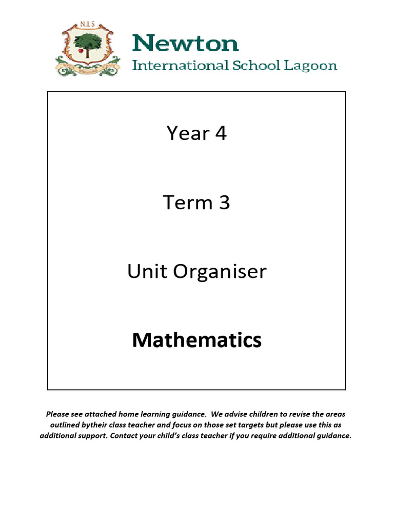 Year 4 Term 3 Maths Unit Organiser | PDF | Penny | Pound Sterling