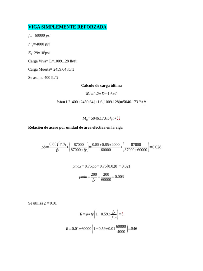 Viga Simplemente Reforzada | PDF