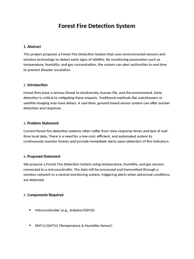 Forest Fire Detection System Pdf Wildfire Sensor