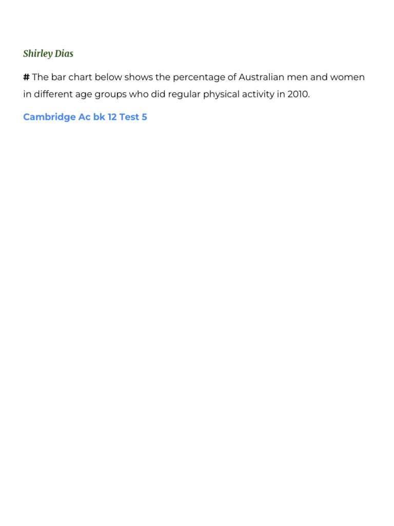 Australian Physical Activity by Gender 2010 | PDF