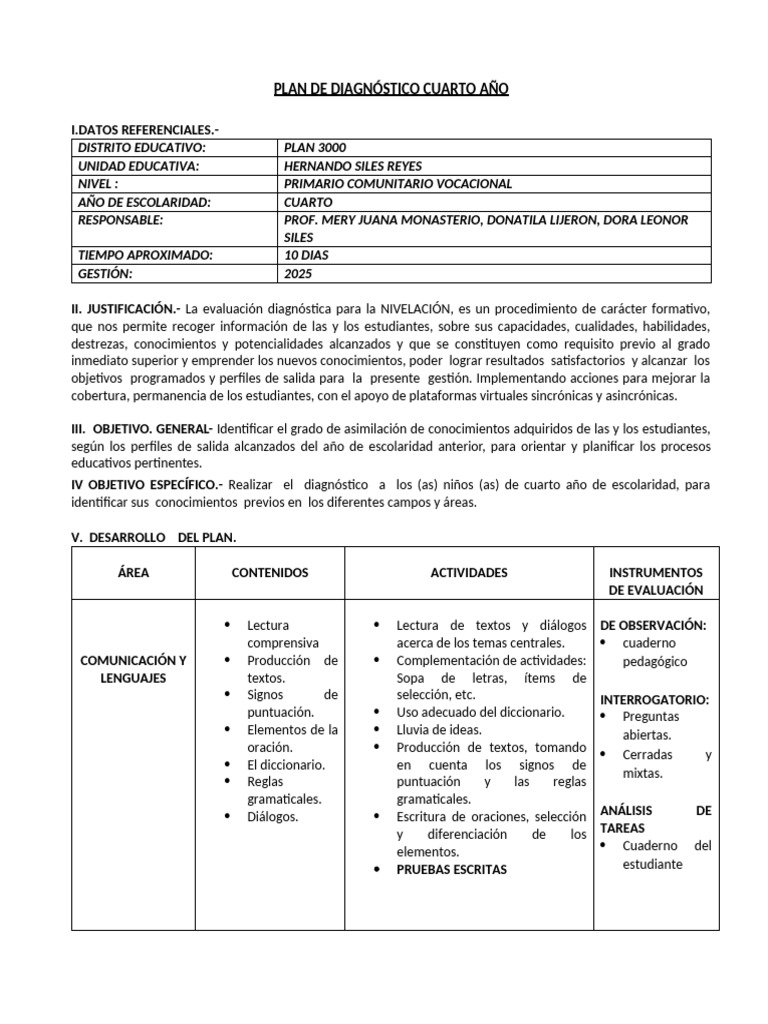 4to Diagnóstico 2025 | PDF