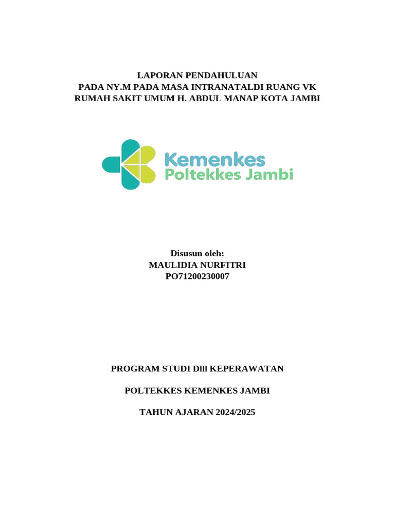 Proses Persalinan Intranatal di RSU H. Abdul Manap | PDF